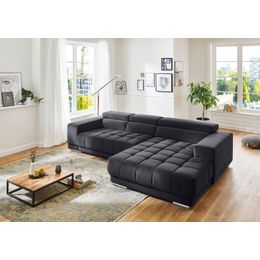 Ecksofa DIE PLANBAR, B:329cm H:73cm T:190cm, grau, 100% Polyester, Wohnzimmer, Sofas, "MP-IN15053 L-Form extra breiter Schenkel", mit