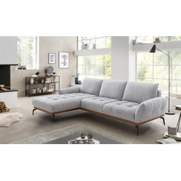 Ecksofa, B:264cm H:87cm T:171cm, grau, exxpo - SOFA FASHION, Wohnzimmer, Sofas, "NICEA, erstklassiger Komfort, tolle Details, Holzsockel in eiche