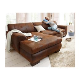 Ecksofa Home Affaire, B:277cm H:84cm T:84cm, braun, Primabelle-Microfaser (100% Polyester);Struktur (70% Polyacryl, 30% Polyester), Wohnzimmer,