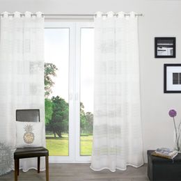 Gardine decolife, B:135cm H:245cm, wei&szlig;, Wirkware, Polyester, Wohnzimmer, Gardinen, "Estelle", &Ouml;senschal mit Blockstreifen wei&szlig;