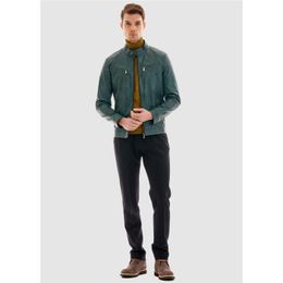 Pierre Cardin Herren Lederimitatjackepetrol, Gr. S, unifarben, 80% Polyester, 17% Baumwolle, 3% Elasthan, Jacken, im angesagten Biker-Stil