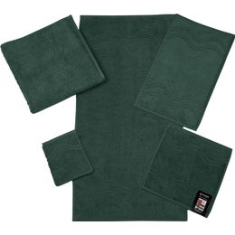 Waschhandschuh Ross, B:16cm L:22cm, gr&uuml;n, Frottier, Baumwolle, Handt&uuml;cher, "Cashmere feeling", mit Wellen-Bord&uuml;re