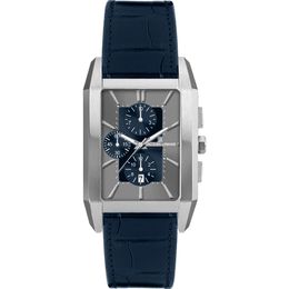 Jacques Lemans Herren Chronograph "1-2161D", blau, Armbanduhren, Quarzuhr, Armbanduhr, Herrenuhr, Datum, Stoppfunktion, Lederarmband