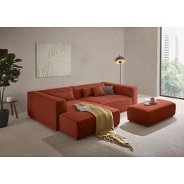 Ecksofa, B:288cm H:66cm T:198cmkupfer, LeGer Home by Lena Gercke, 100% Polyester, Wohnzimmer, Sofas, "PIARA XXL, L-Form, Schlaffunktion, Cord,