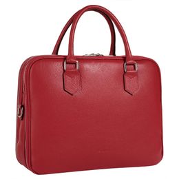 CLUTY Damen Aktentasche, rot, Leder, leicht gl&auml;nzend, unifarben, Taschen, echt Leder, Made in Italy