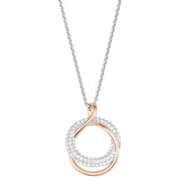 Amor Damen Kette mit Anhänger "Kreis in Kreis", Silber 925 (Sterlingsilber), L: 50, rosa, Silber 925 (Sterlingsilber), Halsketten, mit Zirkonia