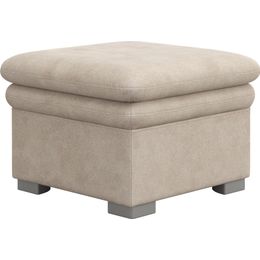 Hocker COTTA, B:65cm H:46cm T:65cm, beige, NaturLEDER: Bitte beachten Sie, dass Lederbezüge mehr Nähte aufweisen als Stoffbezüge.;Kunstleder