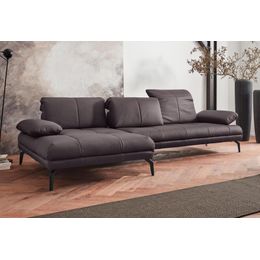 Ecksofa Andas, B:295cm H:83cm T:162cm, braun, Struktur weich (100% Polyester);Struktur grob (100% Polyester);100% NaturLEDER, Wohnzimmer, Sofas,