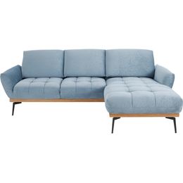 Ecksofa, B:245cm H:87cm T:185cm, blau, exxpo - SOFA FASHION, Webstoff Premium: 67% Polyester, 33% Baumwolle;Webstoff: 100% Polyester;Velours: 100%