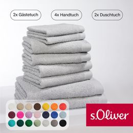 Handtuch Set s.Oliver, grau, Walkfrottier, Obermaterial: 100% Baumwolle, Handtuch-Sets, "s.Oliver, Premium Qualit&auml;t, 600 gr/m&sup2;", 2 G&auml;stet&uuml;cher 30x50,