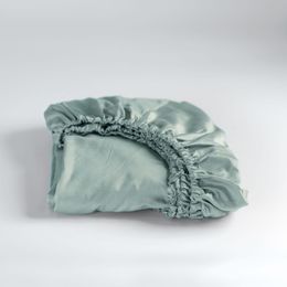 Spannbettlaken Cinderella, B:140cm L:200cm, gr&uuml;n, Satin, Obermaterial: 100% Baumwolle, Bettlaken, "Satin Split Sundays", f&uuml;r Topper bis 15 cm H&ouml;he