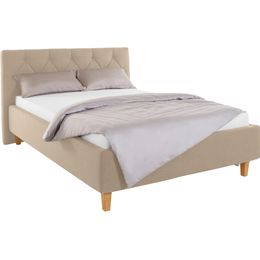 Polsterbett Home Affaire, B:163cm L:210cm, beige, Struktur (100% Polyester);Strukturstoff (100% Polyester), Betten, "Sunley 100", Kreuzsteppung,
