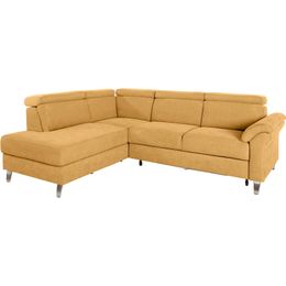 Sit & More Ecksofa SIT & MORE, B:245cm H:84cm T:194cm, gelb, Wohnzimmer, Sofas, "Arngast L-Form", inklusive Kopfteilverstellung und Federkern