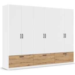 Dreht&uuml;renschrank Rauch, B:270cm H:210cm T:54cm, wei&szlig;, Holzwerkstoff, Schr&auml;nke, "Kleiderschrank Schrank Garderobe W&auml;scheschrank BARI", mit Schubk&auml;sten