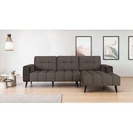 Ecksofa Home Affaire, B:253cm H:91cm T:161cm, braun, 100% Polyester, Wohnzimmer, Sofas, "SERINE mit Recamiere rechts/links bestellbar, Maße B/H/T