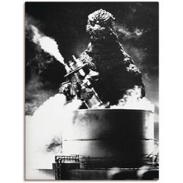 Wandbild Artland, B:60cm H:80cm T:1,8cm, schwarz, Leinwand, Wohnzimmer, Bilder, "Godzilla III", als Leinwandbild, Poster in verschied. Gr&ouml;&szlig;en