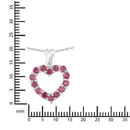 VIRA JEWELS Damen Kette mit Anh&auml;nger "925 Sterling Silber rhodiniert Rubin", 46,0cm, 0,98, Silber 925 (Sterlingsilber), L: 46 B: 15mm, rot, Silber