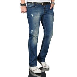 Herren Regular-fit-Jeans "ASJulio", blau, Gr. 32, Alessandro Salvarini, Destroyed-Effekte, leichte Abriebeffekte, Denim/Jeans, Obermaterial: 100%