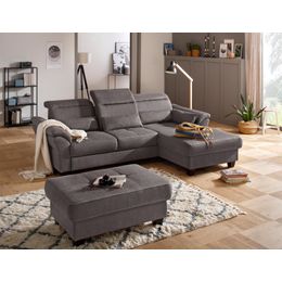 Ecksofa Home Affaire, B:255cm H:104cm T:185cm, grau, Struktur (100% Polyester);Luxus-Microfaser Lederoptik (100% Polyester);Luxus-Microfaser ALTARA