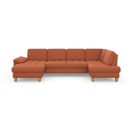 Sit & More Wohnlandschaft SIT & MORE, B:338cm H:88cm T:172cm, orange, 90% Polyester 10%Polyamid, Sofas, "Westham U-Form", wahlweise mit Bettfunktion,