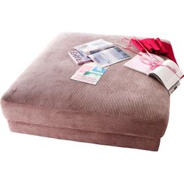 Hocker Places of Style, B:100cm H:43cm T:100cm, rosa, Cord (88% Polyester / 12% Polyacryl), Wohnzimmer, Hocker, "Enisa", passend zum "Enisa"-Sofa,