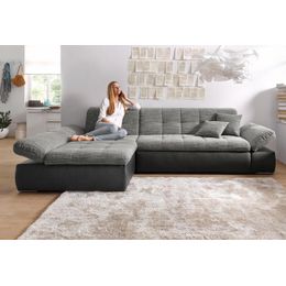 Ecksofa DOMO collection, B:300cm H:80cm T:172cm, grau, Kunstleder SOFTLUX / Struktur (90% Polyester/ 10% Polyacryl);Microfaser PRIMABELLE (100%