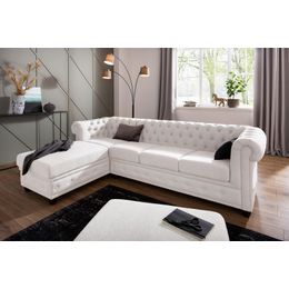 Chesterfield-Sofa Home Affaire, B:255cm H:72cm T:171cm, silber, Sofas, "New Castle L-Form", hochwertige Knopfheftung in Chesterfield-Design, B/T/H:
