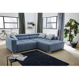 Jockenhöfer Ecksofa, B:280cm H:96cm T:231cm, blau, JOCKENHÖFER GRUPPE, Kissenbezug: 75% Baumwolle, 25% Polyester. Korpus/Basismaterial: 97% Polyester, 3%