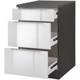 Unterschrank KOCHSTATION, B:50cm H:85cm T:60cm, wei&szlig;, Holzwerkstoff, MDF, K&uuml;che, Schr&auml;nke, "KS-Brindisi", 50 cm breit, inklusive 2 gro&szlig;er Ausz&uuml;ge
