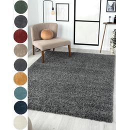 Hochflor-Teppich, B:70cm H:37mm L:140cm, grau, MyFlair M&Ouml;BEL & ACCESSOIRES, Polypropylen (PP), Teppiche, "My Shaggy", Shaggy, Uni-Farben, leicht
