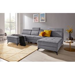 Wohnlandschaft Inosign, B:296cm H:83cm T:173cm, grau, Webstoff (100% Polyester);Luxus-Microfaser Paris (90% Polyester/10% Polyamid);Struktur fein