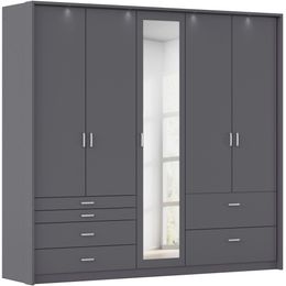 Dreht&uuml;renschrank Rauch, B:230cm H:212cm T:58cm, grau, Holzwerkstoff, Schr&auml;nke, "Kleiderschrank Schrank Garderobe W&auml;scheschrank WILDBERG", mit 6