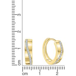 Firetti Damen Paar Creolen "Schmuck Geschenk Gold 375 Ohrschmuck Creole", 15mm, Gelbgold 375, gold, Gelbgold 375, Ohrringe, mit Zirkonia (synth.)