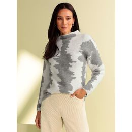 Heine Damen Jacquardpullover "Pullover", grau, Gr. 34, gemustert, mehrfarbig, 78% Polyacryl, 22% Polyester, Pullover