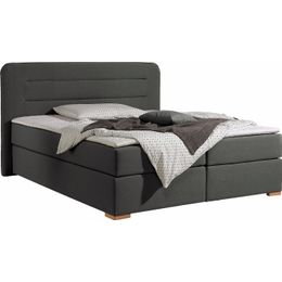 Boxspringbett Home Affaire, B:200cm L:208cm, grau, Strukturstoff-Bezug (100% Polyester), Komplettbetten, "Manchester", 5 Breiten, 3 Ausf&uuml;hrungen, 2