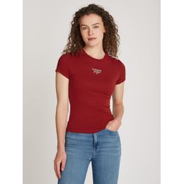 Damen T-Shirt "TJW SLIM ESSENTIAL LOGO1 TEE EXT", rot, Gr. XXXL, Tommy Jeans CURVE, unifarben, Single Jersey, Obermaterial: 100% Baumwolle, Shirts,