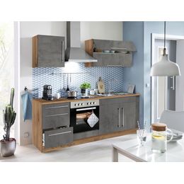 Sp&uuml;lenschrank KOCHSTATION, B:100cm H:85cm T:60cm, grau, K&uuml;che, Schr&auml;nke, "KS-Samos", 100 cm breit, inkl. Einbausp&uuml;le
