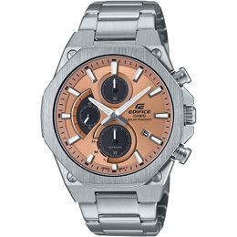CASIO EDIFICE Herren Chronograph, silber, Armbanduhren, Armbanduhr, Solar, Herrenuhr, Edelstahlarmband, analog, Tag