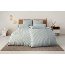 Bettw&auml;sche, gr&uuml;n, LeGer Home by Lena Gercke, Renforc&eacute;, Obermaterial: 100% Baumwolle, Bettw&auml;sche, "Linnea", aus 100% Baumwolle, Streifendesign