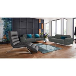 2,5-Sitzer W.Schillig, B:232cm H:78cm T:94cm, grau, Sofas, "montanaa", mit Metallf&uuml;&szlig;en in Silber matt, Breite 232 cm