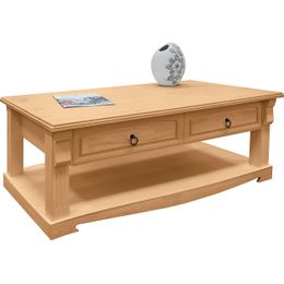 Couchtisch Home Affaire, B:120cm H:43cm T:65cm, beige, Wohnzimmer, Tische, "Anna", Kaffeetisch mit Schublade und Ablage, Massivholz, FSC