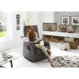 Sessel Hukla, B:78cm H:108cm T:90cm, grau, Wohnzimmer, Sessel, "HU-RV15025", Wahlweise 1- oder 2-motorische Verstellung, inkl. Aufstehhilfe
