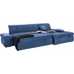Ecksofa DOMO collection, B:300cm H:80cm T:172cm, blau, Chenille (85% Polyester, 15% Acryl);Luxus-Microfaser (100% Polyester);Struktur ( 100%