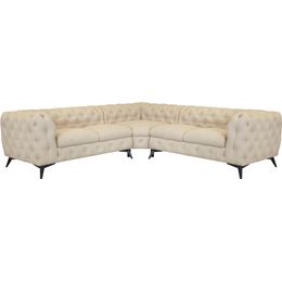 Chesterfield-Sofa Home Affaire, B:264cm H:75cm T:264cm, beige, Struktur (100% Polyester);Samtoptik (100% Polyester), Sofas, "Ecksofa GLYNIS L-Form