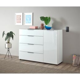 HBZ-MEBLE Kommode HBZ, B:135cm H:99cm T:40cm, weiß, Holzwerkstoff, Schlafzimmer, Sideboards, "Santorin, BxHxT 135x99x40 cm", Breite 135cm, Softclose für Türen