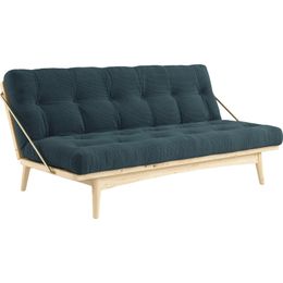 Schlafsofa Karup Design, B:190cm H:90cm T:130cm, blau, 100% Polyester, Jugendzimmer, Sofas, "Folk", aus massiven Kiefernholz, inkl. Futonmatratze