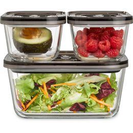 CASO GERMANY CASO Vakuumbeh&auml;lter "1177 VacuBoxx Eco-Set", transparent, Lebensmittelaufbewahrungsbeh&auml;lter, 3 Glasbeh&auml;lter mit Kunststoffdeckel