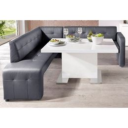 Essbank, B:157cm H:82cm T:245cm, grau, exxpo - SOFA FASHION, Luxus-Microfaser (100% Polyester), K&uuml;che, Sitzb&auml;nke, "Barista, bequem und elegant, hohe
