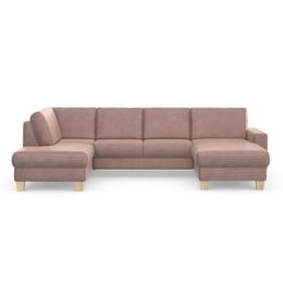 Wohnlandschaft Home Affaire, B:314cm H:91cm T:170cm, rosa, 95% Polyester, 5% Polyamid, Sofas, "Summer U-Form", mit oder ohne Bettfunktion und