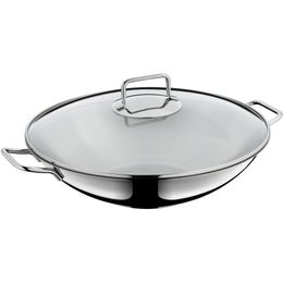 WMF Wok "Macao, Ø 36 cm, Wokpfanne mit Glasdeckel, induktionsgeeignet", Ø 36cm, silber, Pfannen, für alle gängigen Herdarten geeignet,